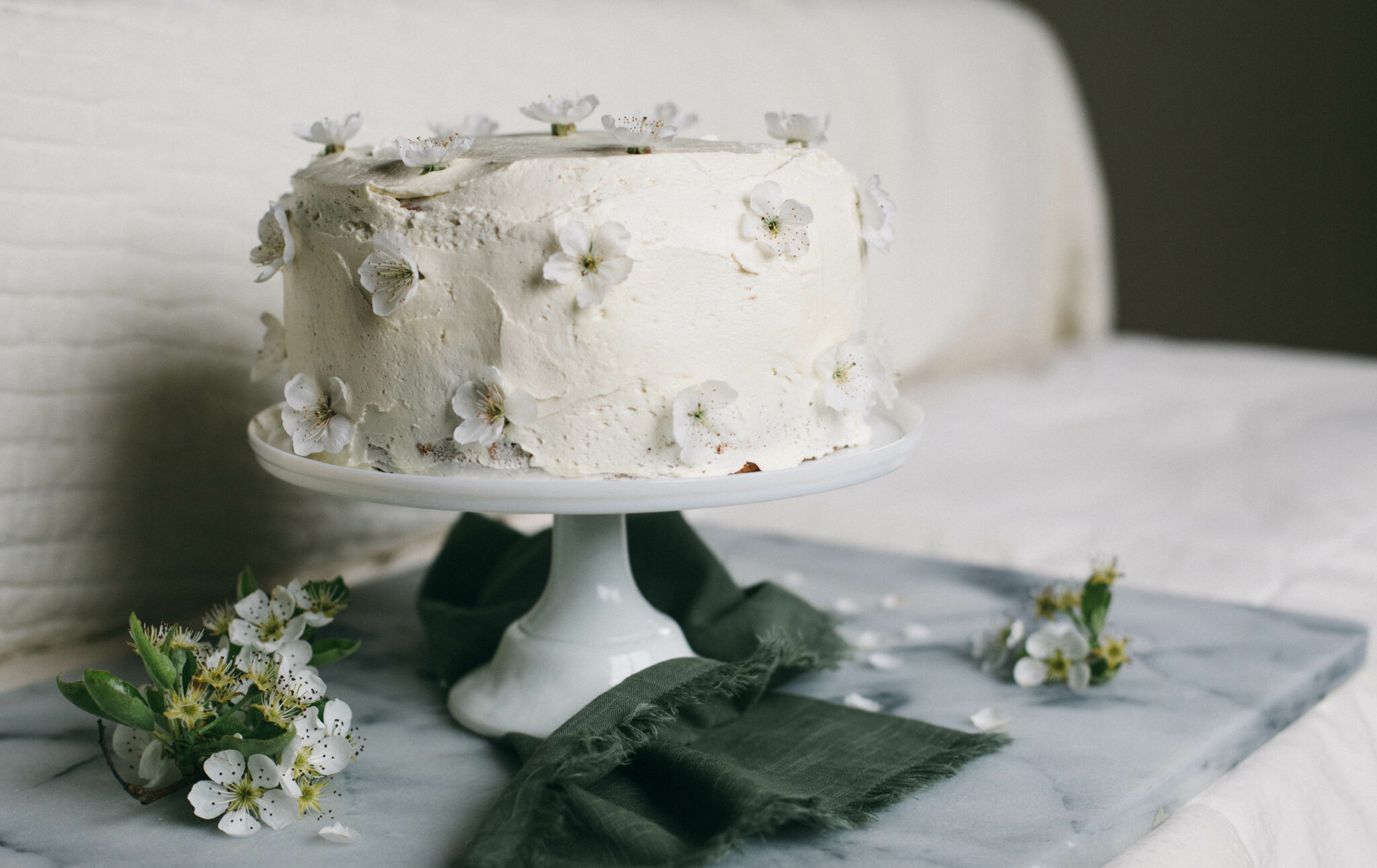Baking an ethereal Spring cake with edible cherry blossoms - Potager Online